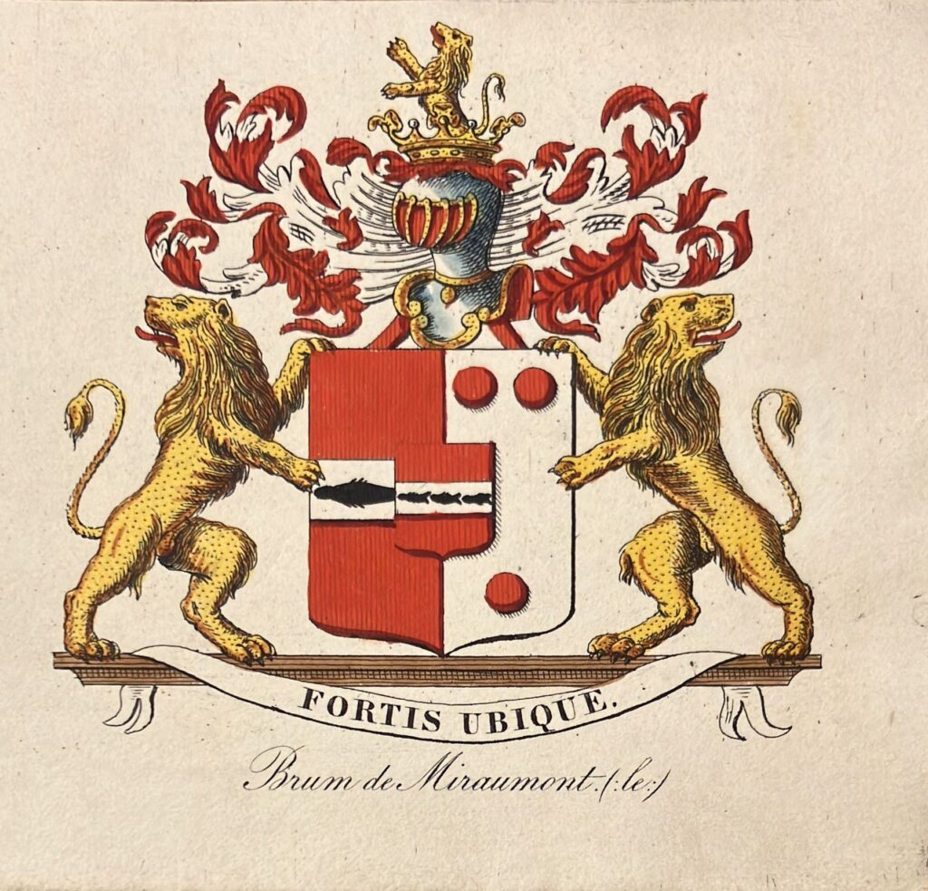 Coloured coat of arms of the le Brum de Miraumont family
