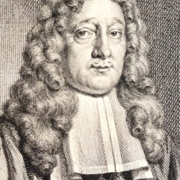 Portret prent van Johannes Hudde door Jacob Houbraken.